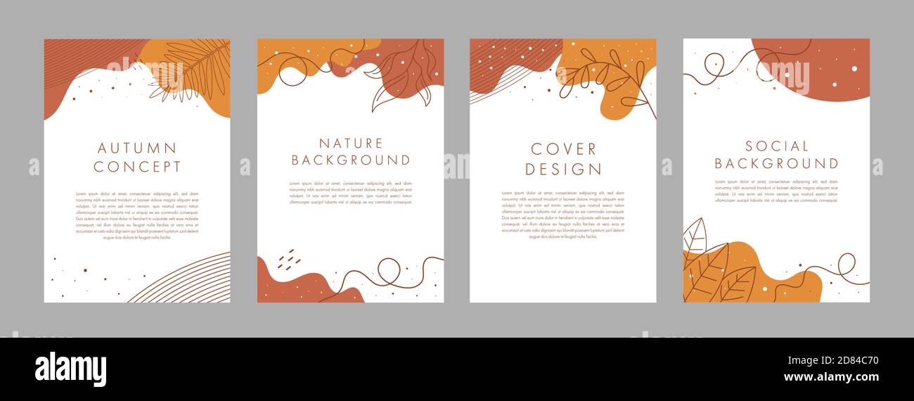 Set of abstract creative artistic templates with autumn concept ...