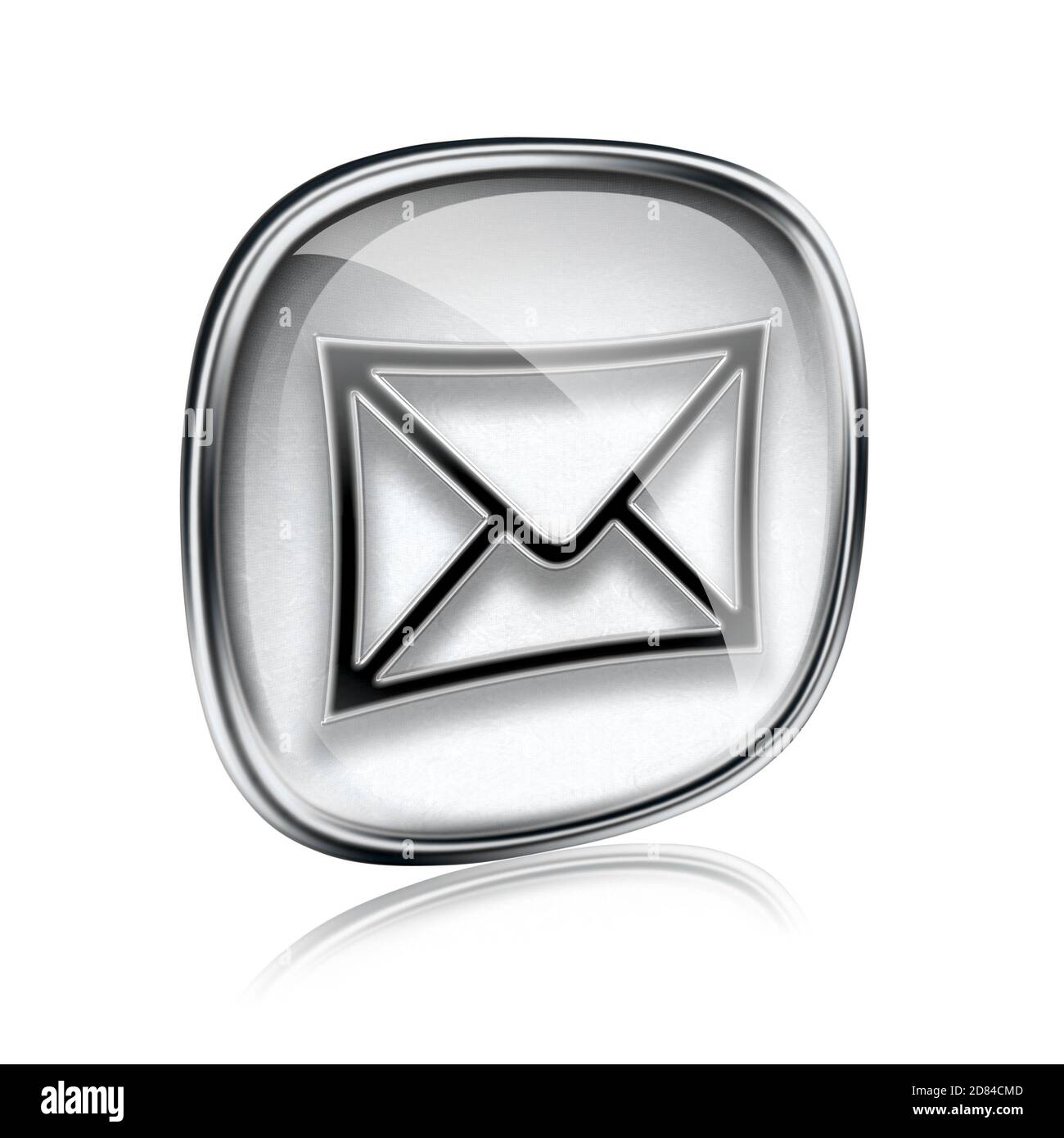 envelope icon grey glass, isolated on white background Stock Photo - Alamy
