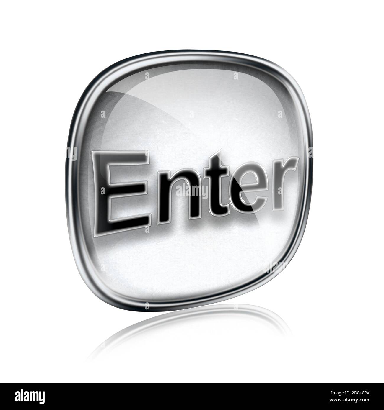 Enter icon grey glass, isolated on white background Stock Photo - Alamy
