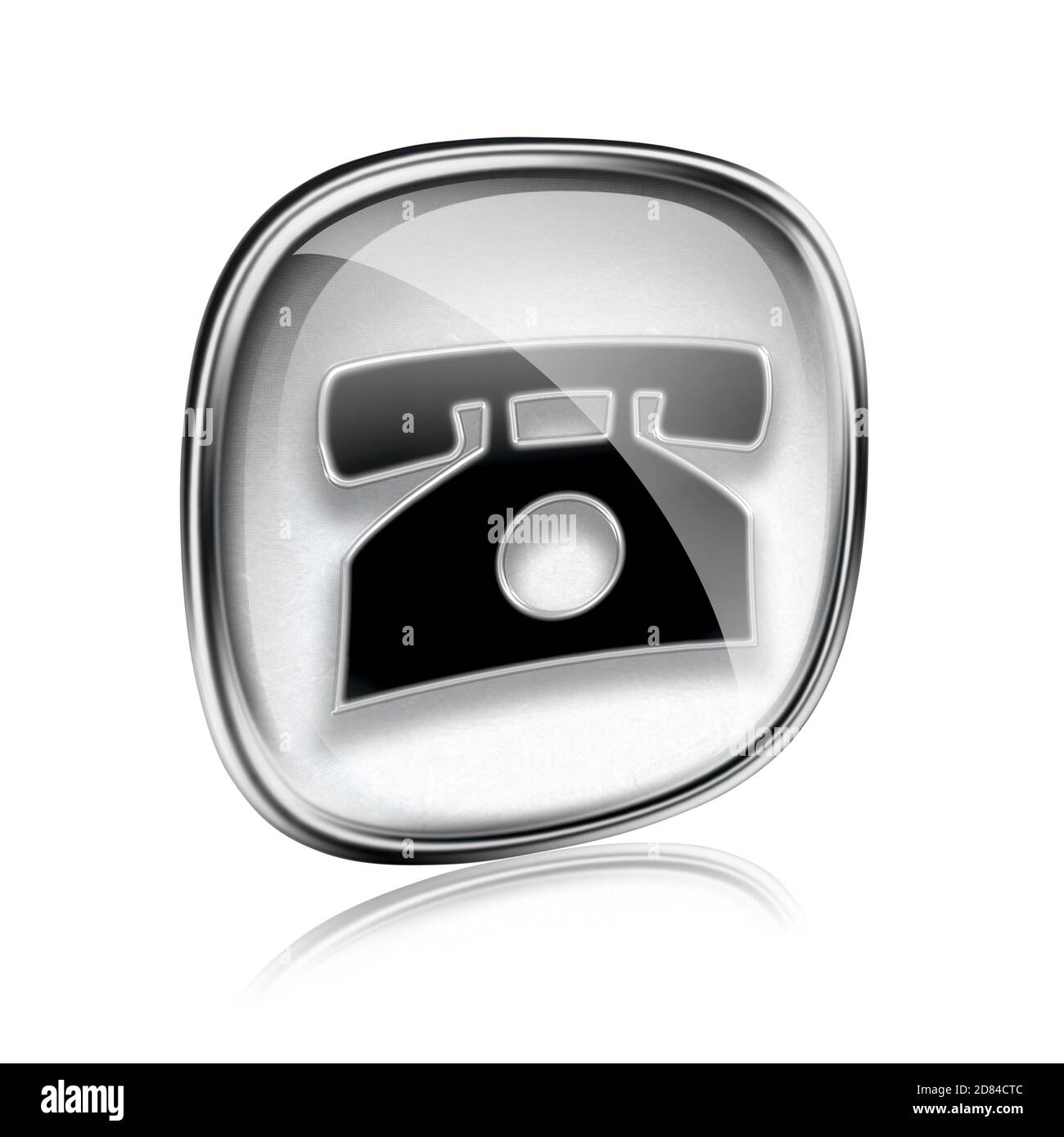 phone icon grey glass, isolated on white background Stock Photo - Alamy