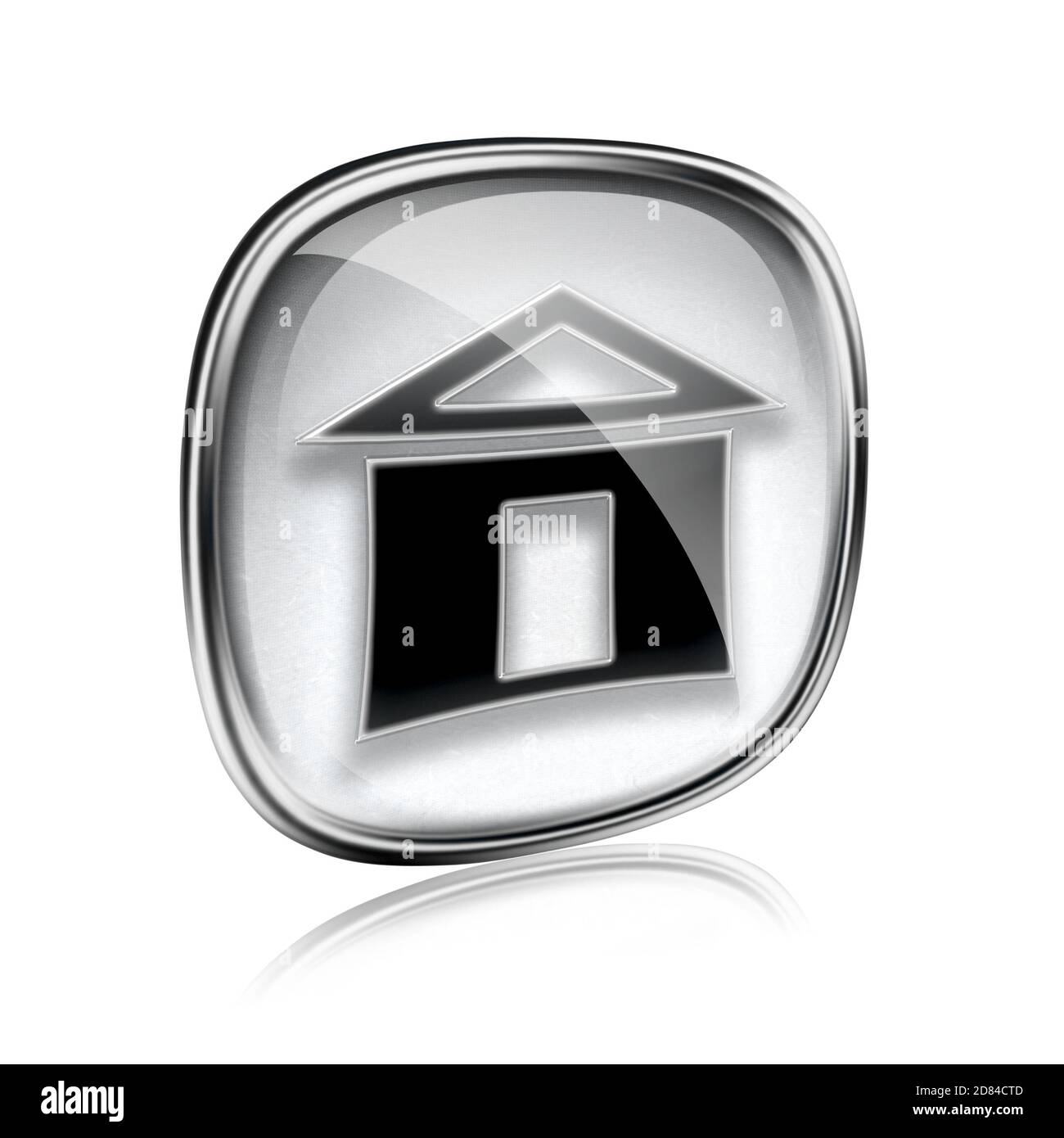 home icon grey glass, isolated on white background Stock Photo - Alamy