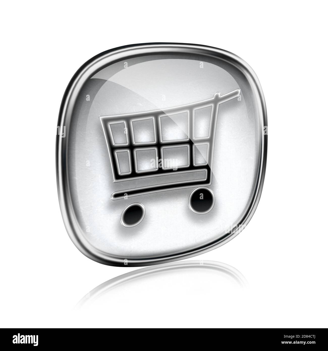 shopping cart icon grey glass, isolated on white background Stock Photo ...