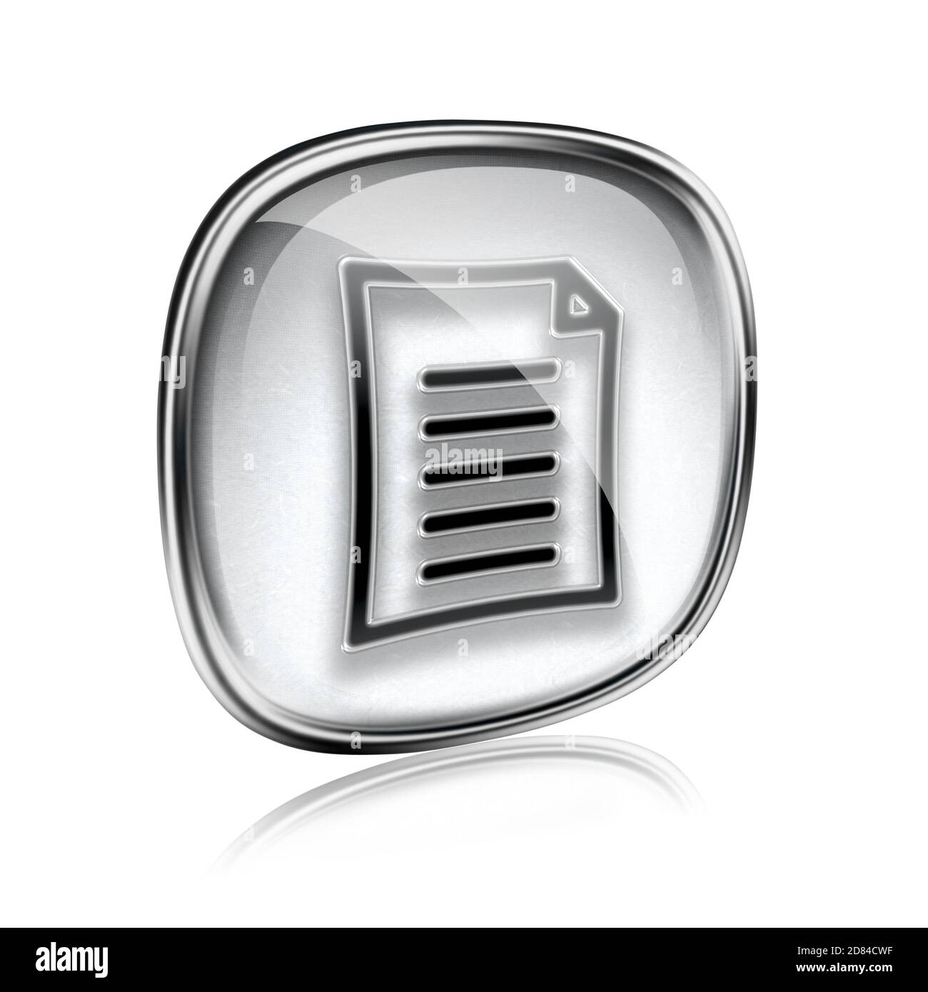Document icon grey glass, isolated on white background Stock Photo - Alamy