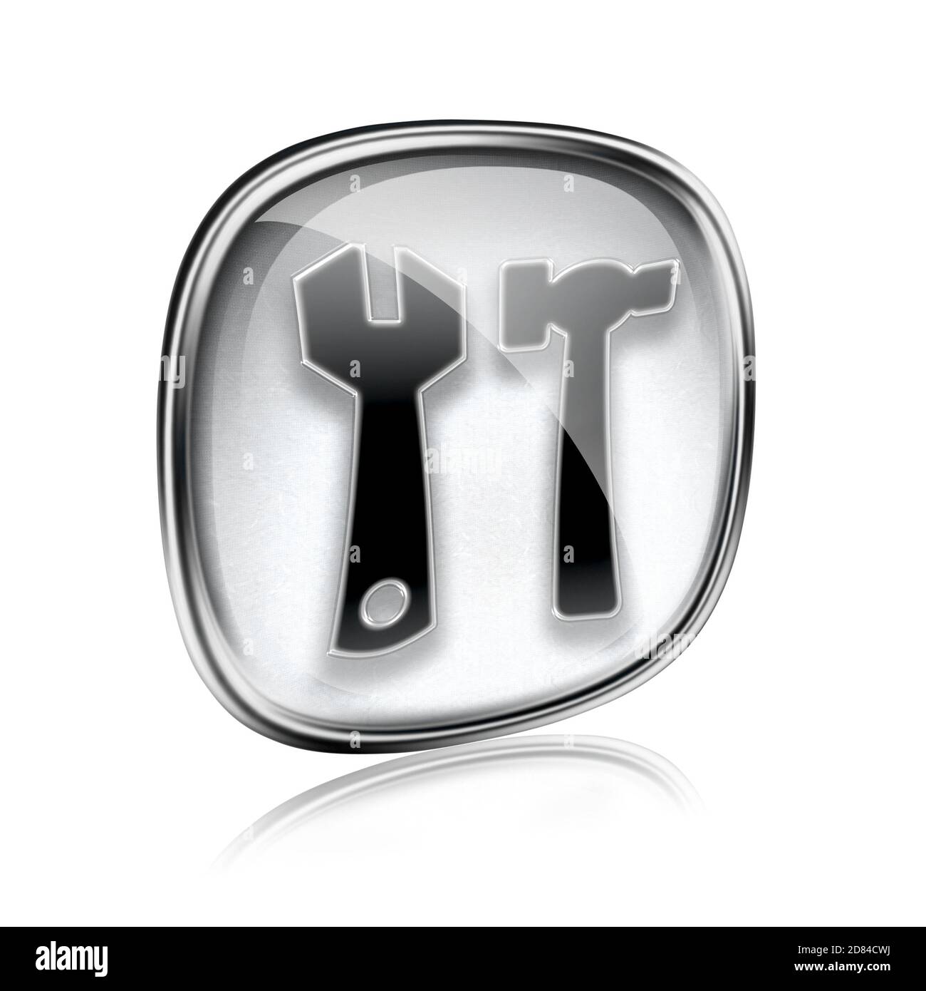 Tools icon grey glass, isolated on white background Stock Photo - Alamy