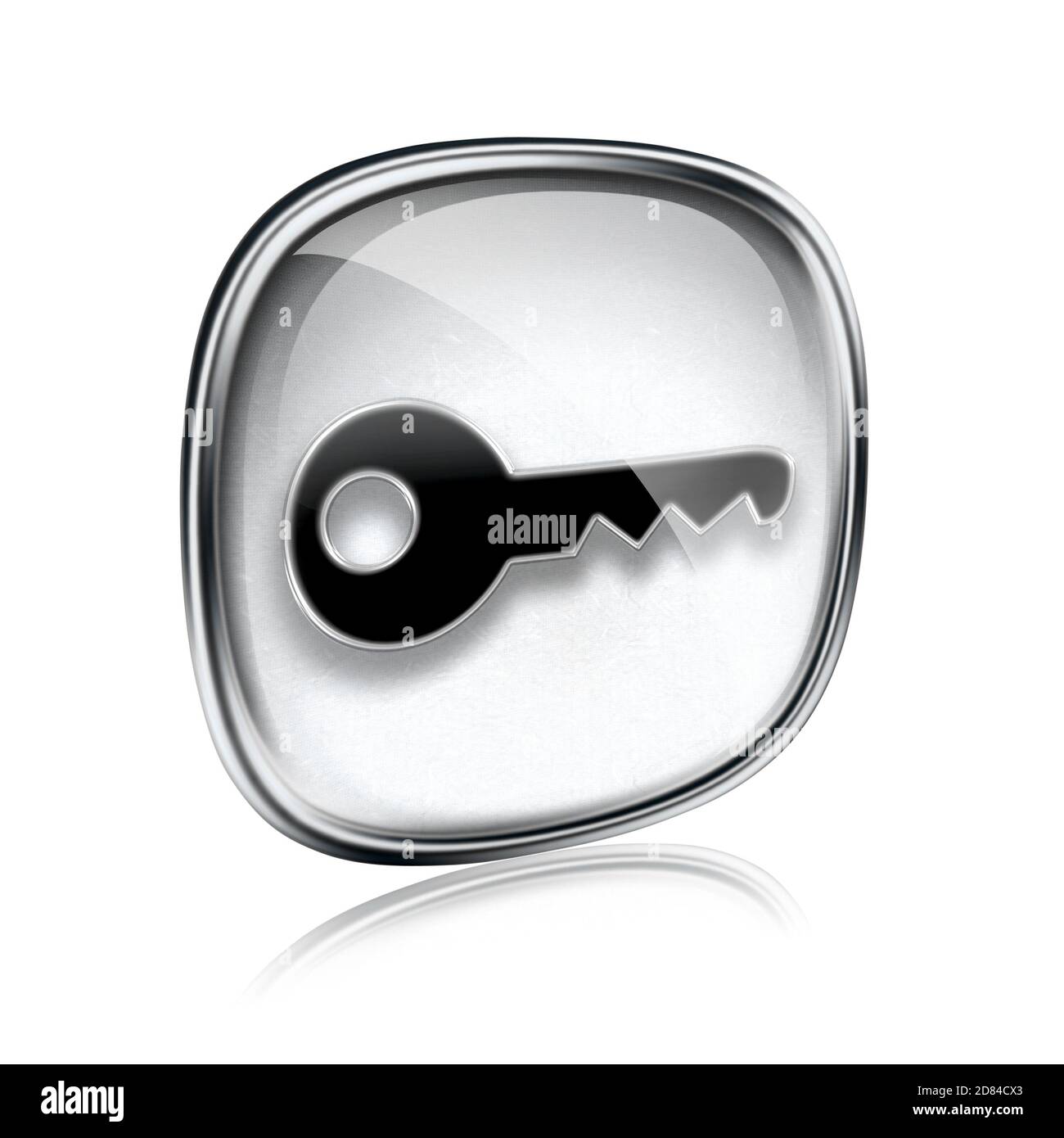 Key icon grey glass, isolated on white background Stock Photo - Alamy