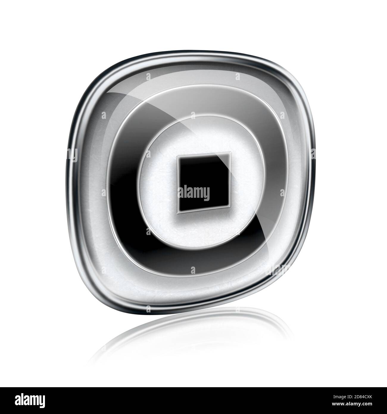 Stop icon grey glass, isolated on white background Stock Photo - Alamy