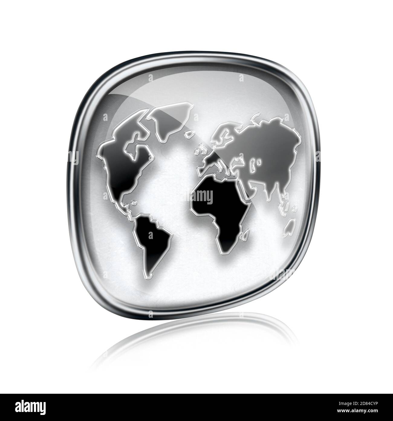 world icon grey glass, isolated on white background Stock Photo - Alamy