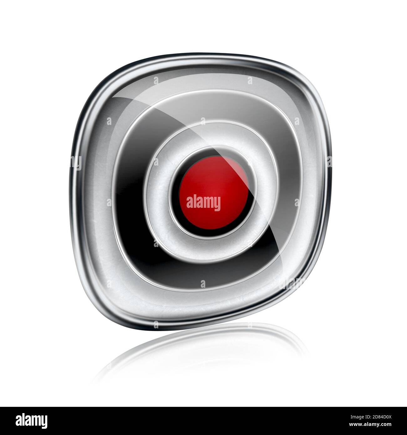 Record icon grey glass, isolated on white background Stock Photo - Alamy