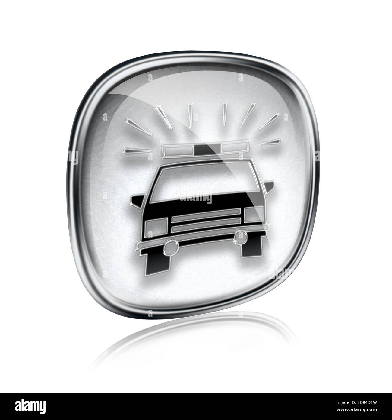 police icon grey glass, isolated on white background Stock Photo - Alamy
