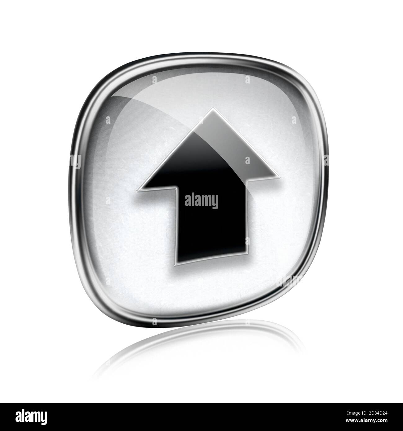 Upload icon grey glass, isolated on white background Stock Photo - Alamy