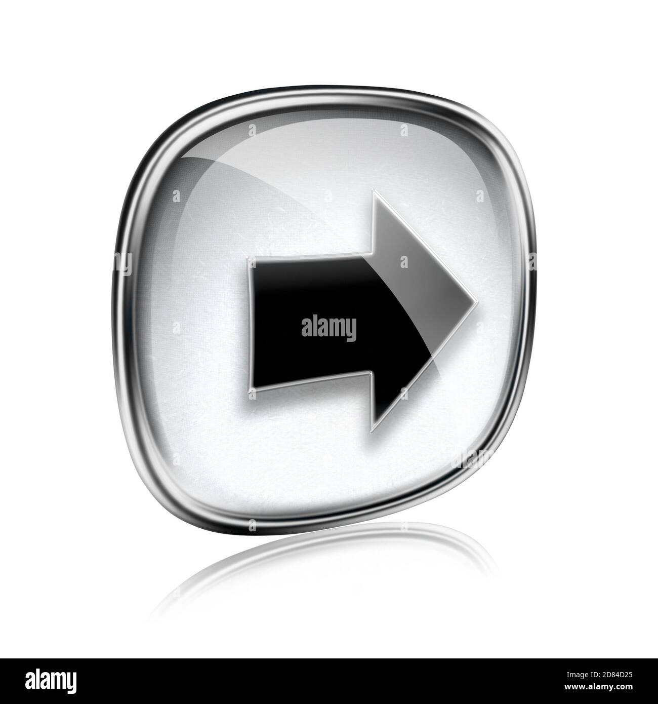 Arrow right icon grey glass, isolated on white background Stock Photo ...