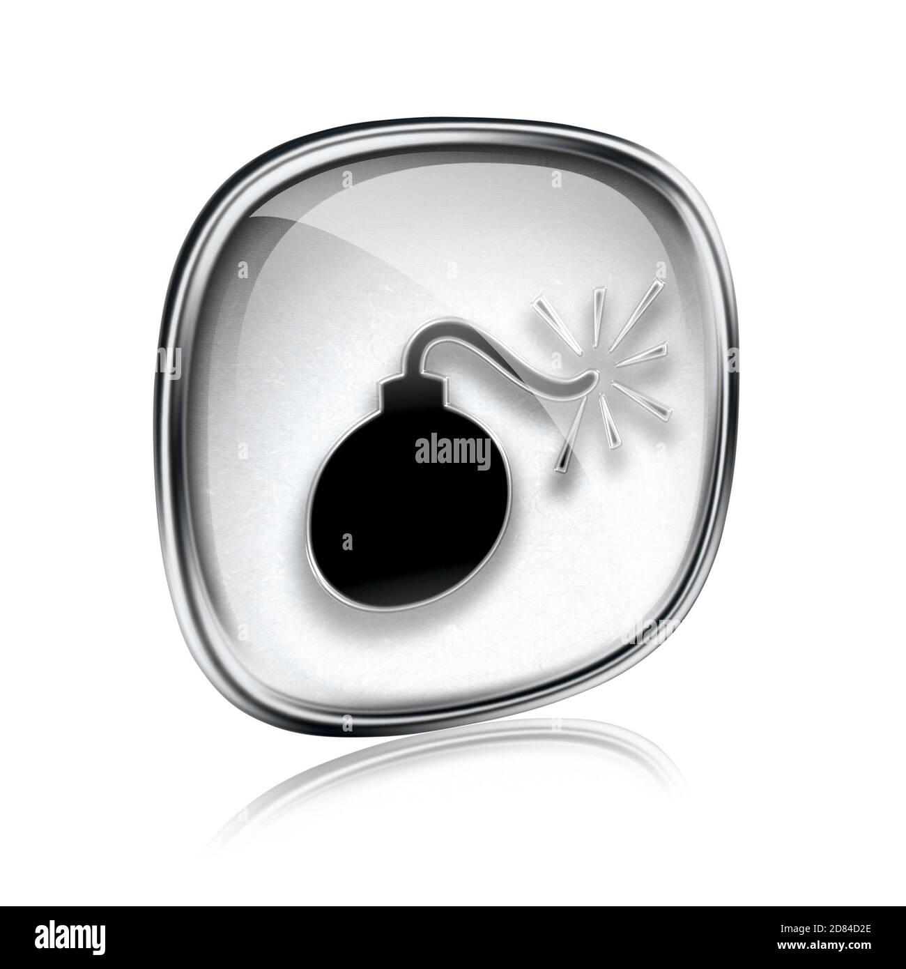 bomb icon grey glass, isolated on white background Stock Photo - Alamy