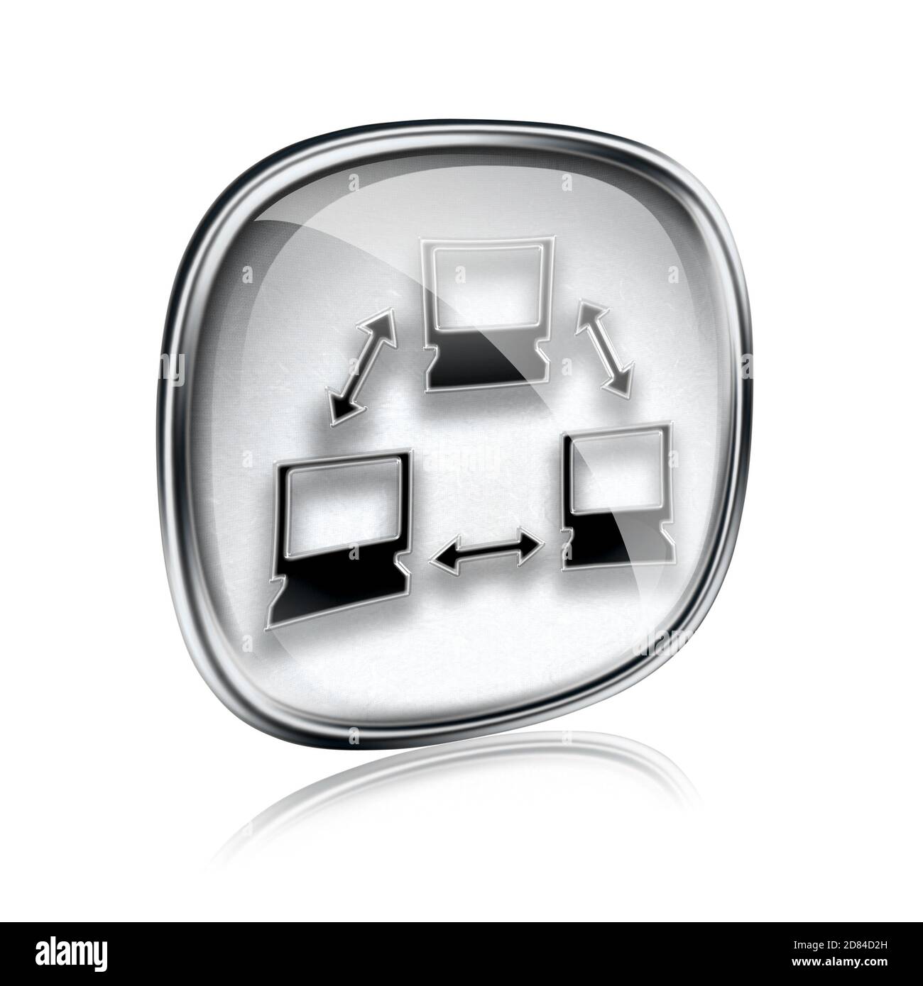Network icon grey glass, isolated on white background Stock Photo - Alamy