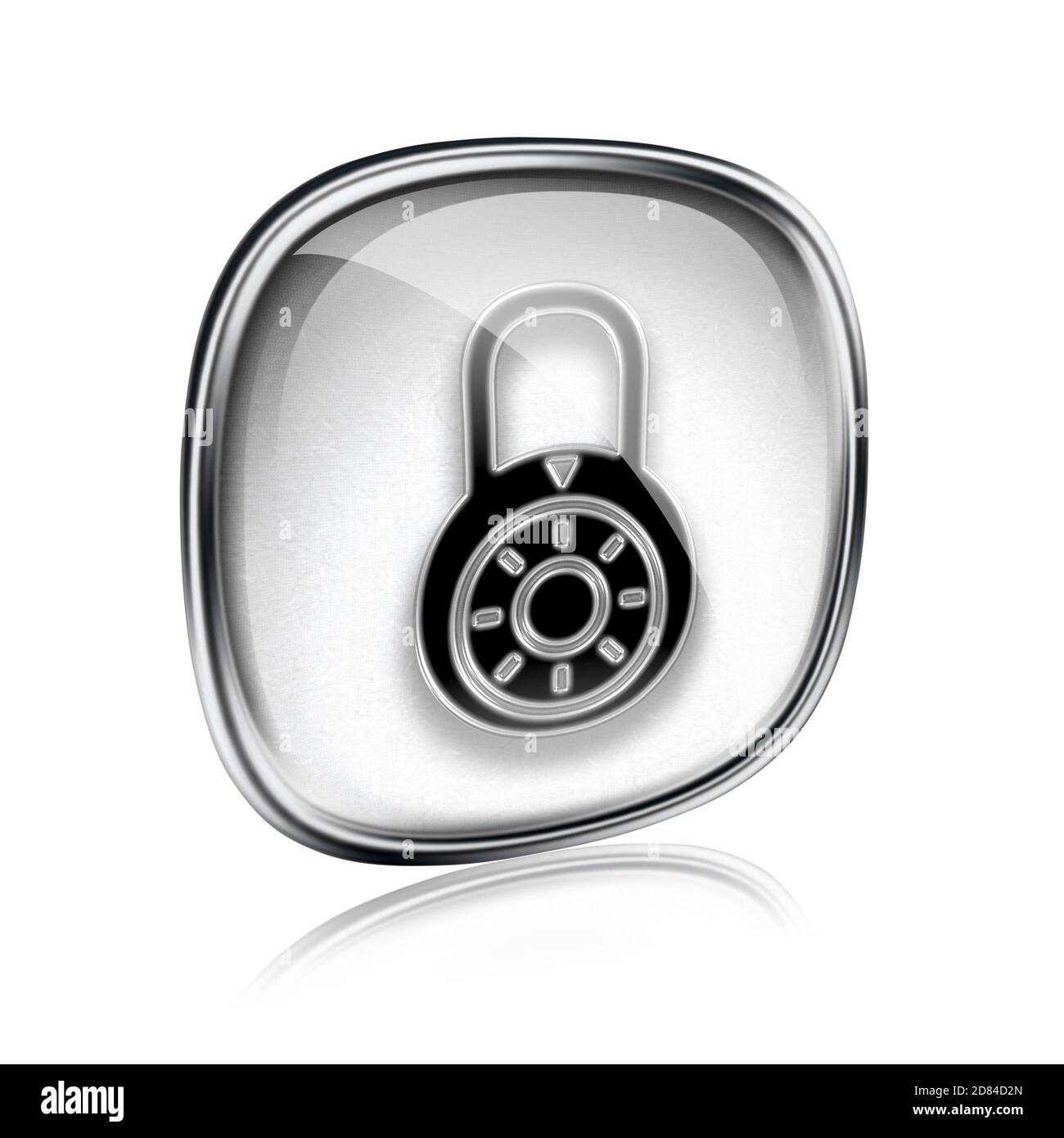 Lock off, icon grey glass, isolated on white background Stock Photo - Alamy