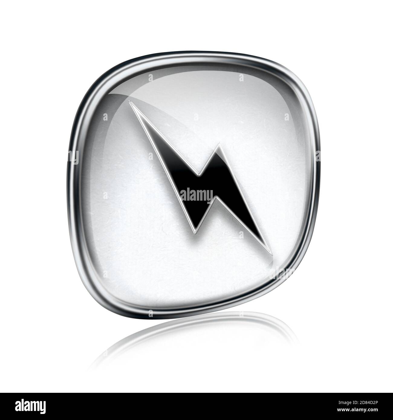 Lightning icon grey glass, isolated on white background Stock Photo - Alamy