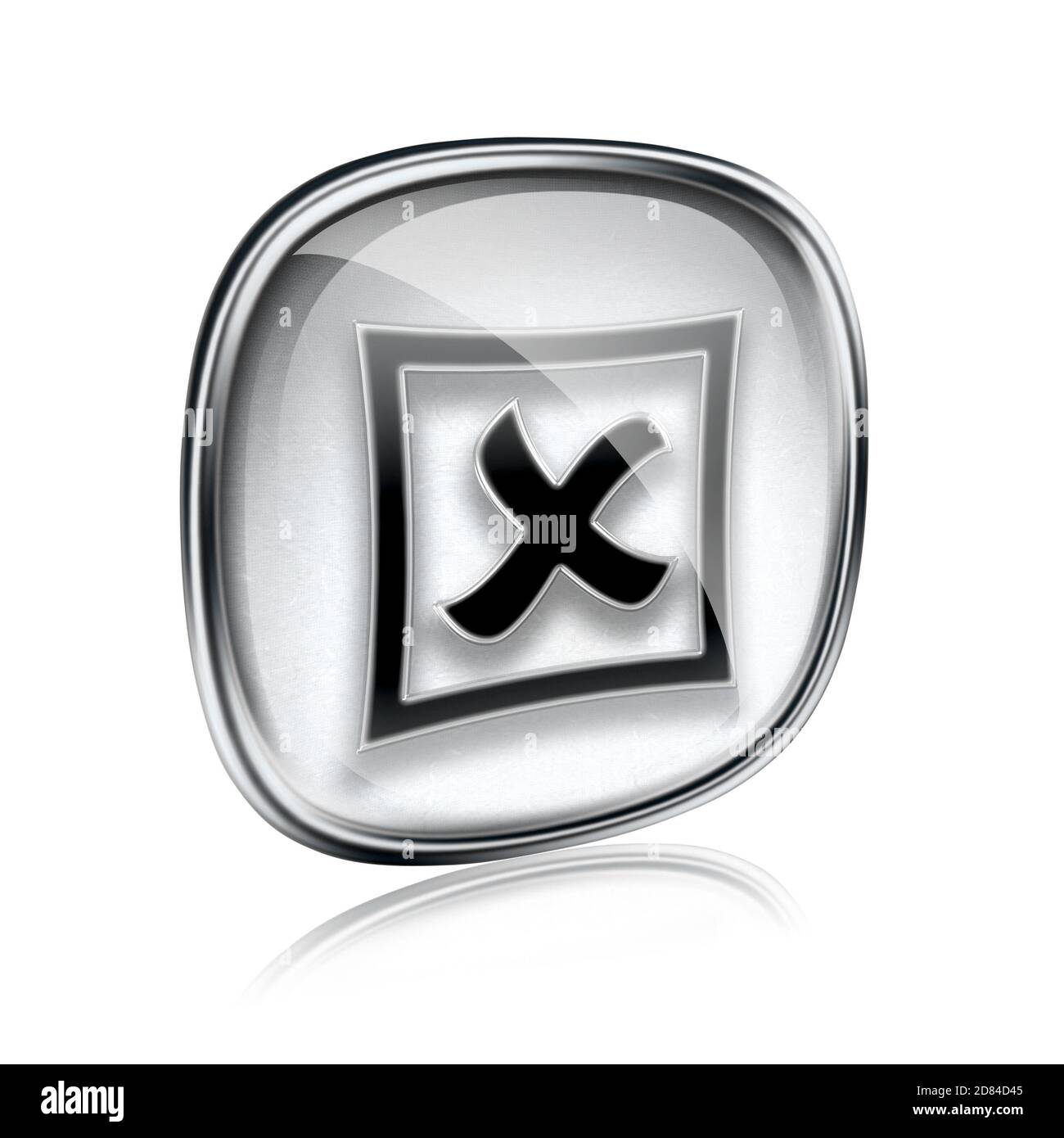 close icon grey glass, isolated on white background Stock Photo - Alamy
