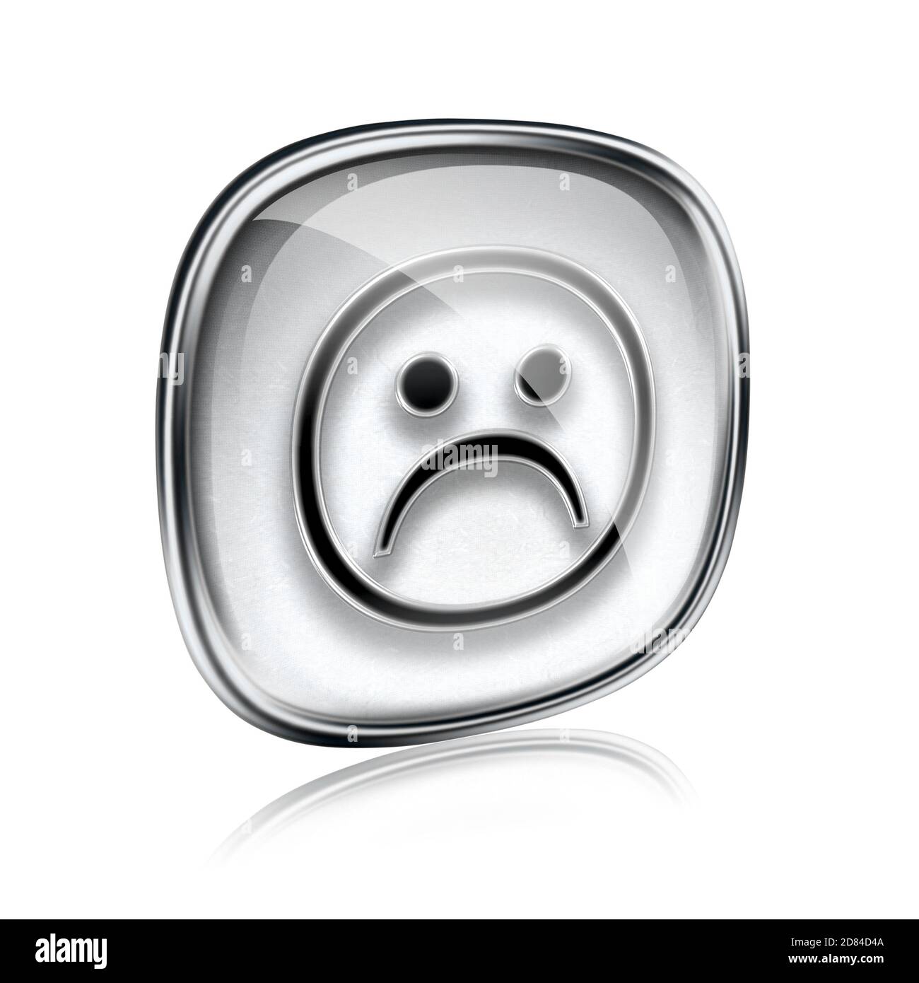 Smiley dissatisfied grey glass, isolated on white background Stock ...