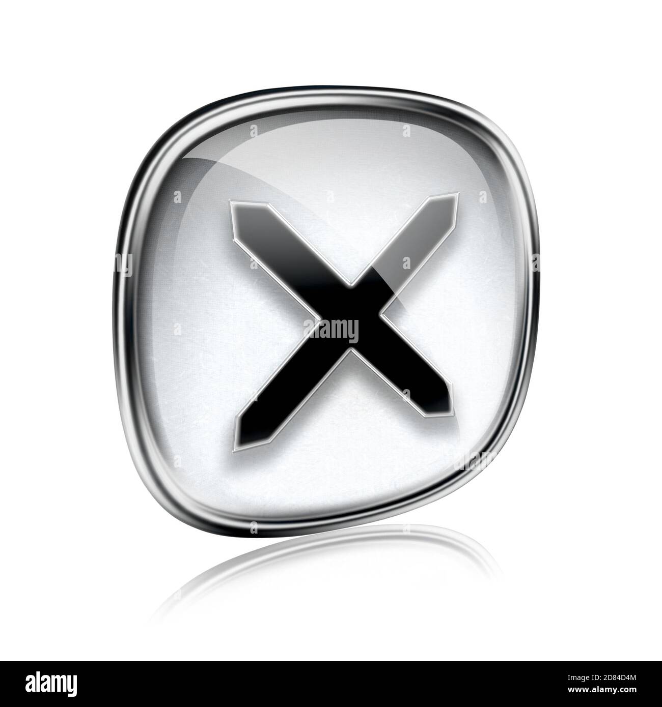 close icon grey glass, isolated on white background Stock Photo - Alamy