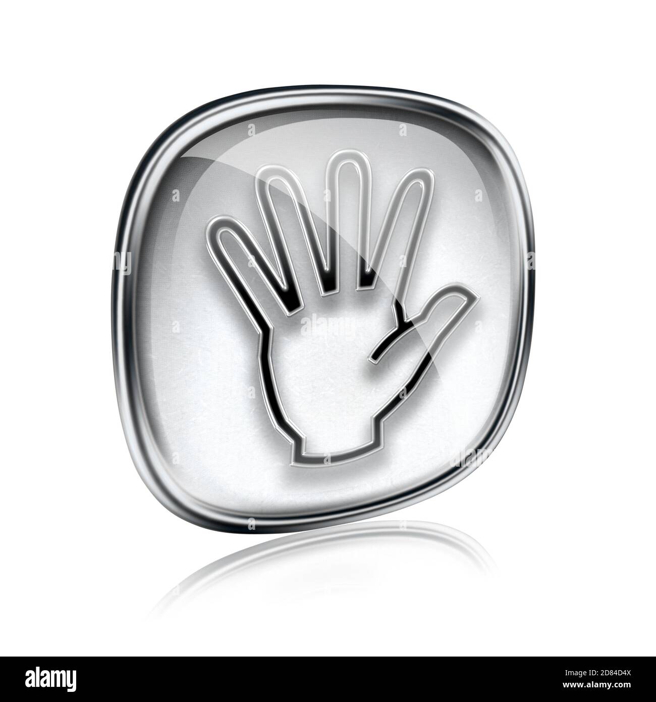 hand icon grey glass, isolated on white background Stock Photo - Alamy