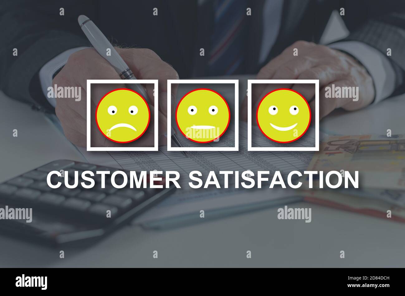 Customer satisfaction concept illustrated by a picture on background ...