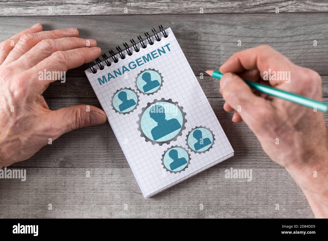 Management concept drawn on a notepad Stock Photo - Alamy