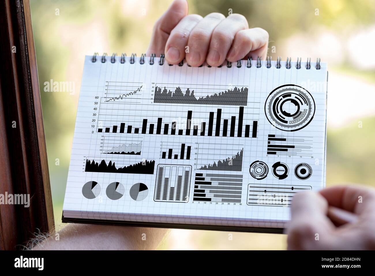 Hand drawing financial analysis concept on a notepad Stock Photo - Alamy