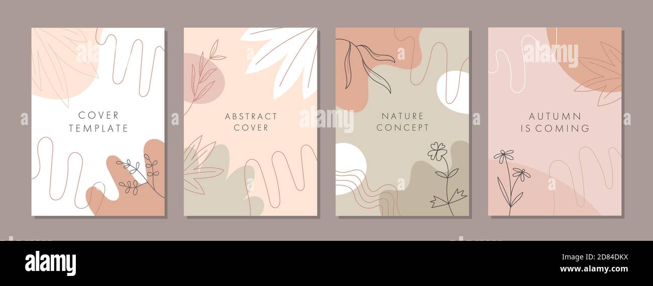 Set of abstract creative artistic templates with autumn concept ...