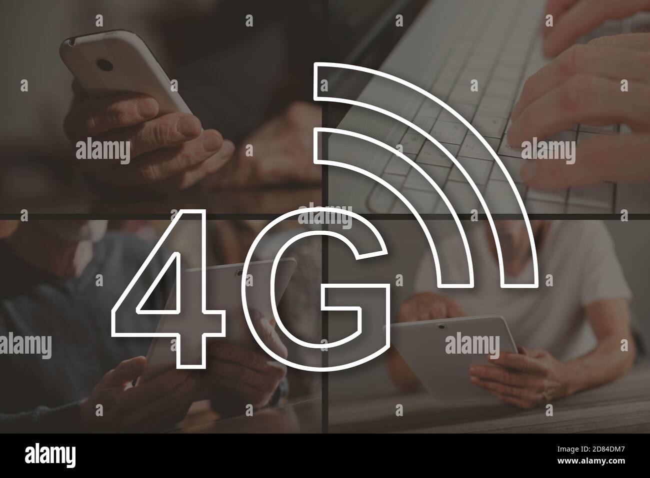 4g network concept illustrated by pictures on background Stock Photo ...