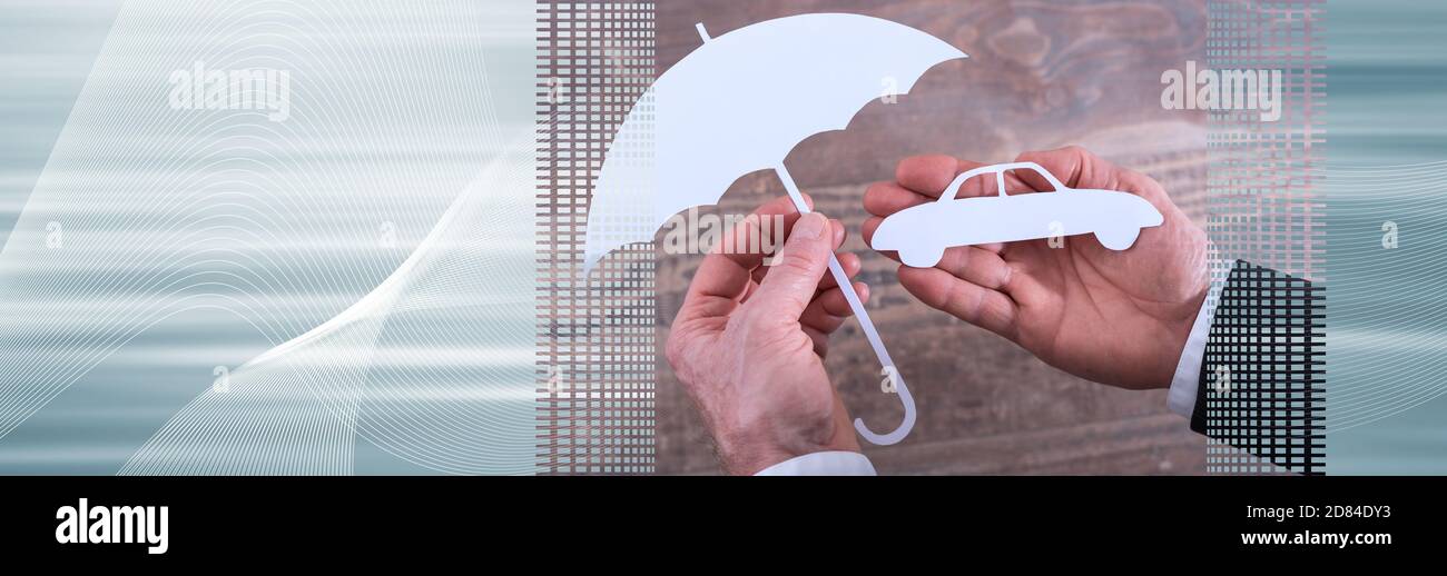 Symbol of auto coverage by a general agent Stock Photo - Alamy