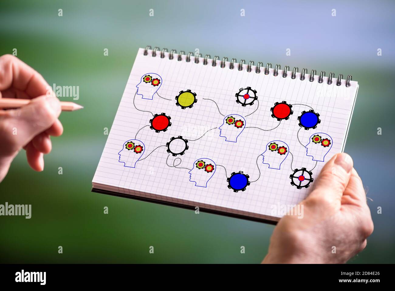 Hand drawing brainstorming concept on a notepad Stock Photo - Alamy