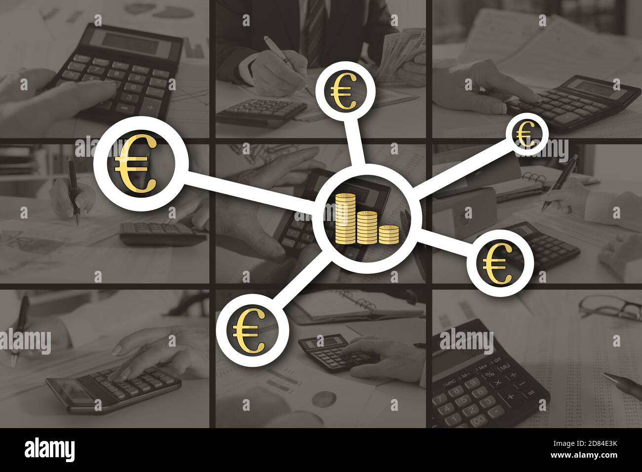 Banking network concept illustrated by pictures on background Stock ...