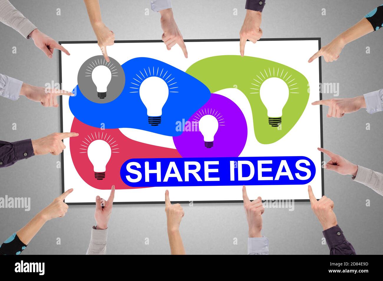 Hands pointing to share ideas concept Stock Photo - Alamy