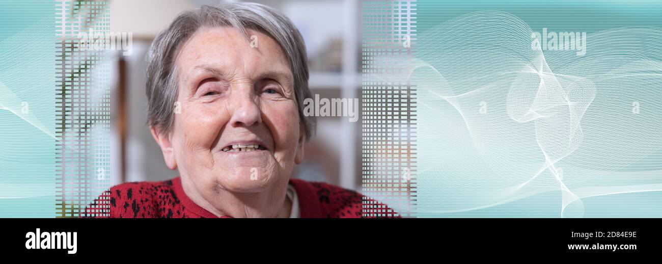 Portrait of a smiling senior woman. panoramic banner Stock Photo - Alamy