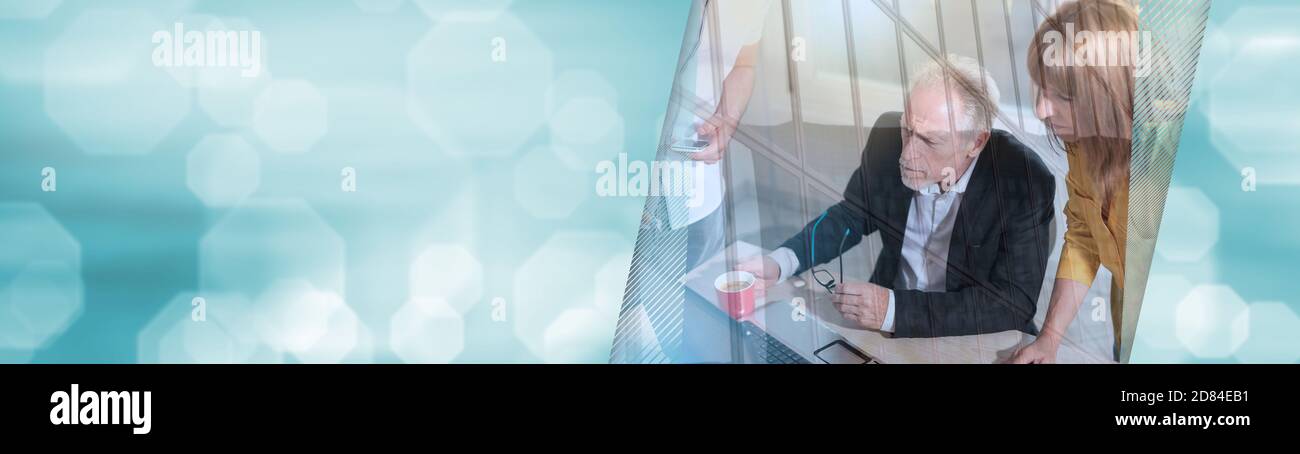 Business people working together in office, light effect, double ...