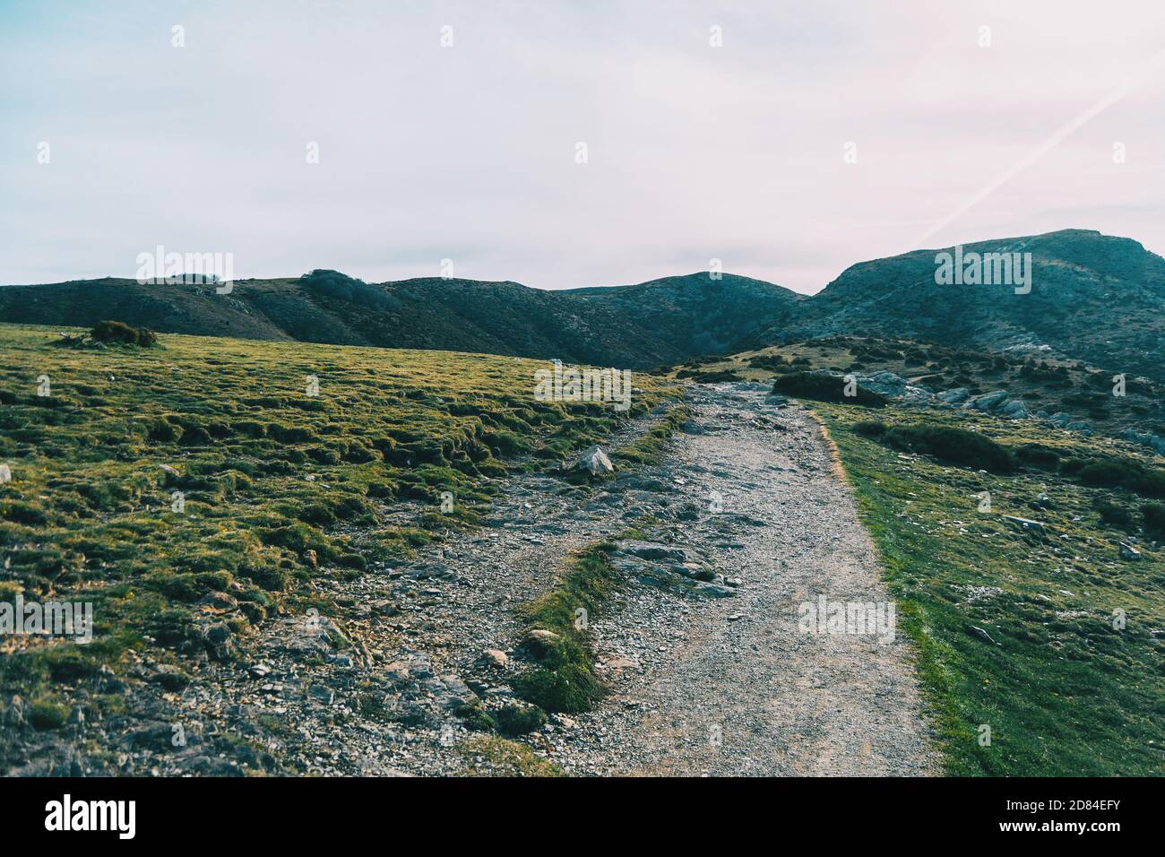 A stone path in a rugged landscape on the heights Stock Photo - Alamy