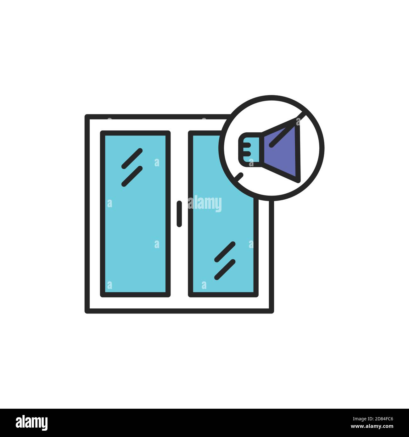 Sound-isolating window color line icon. Pictogram for web page, mobile ...