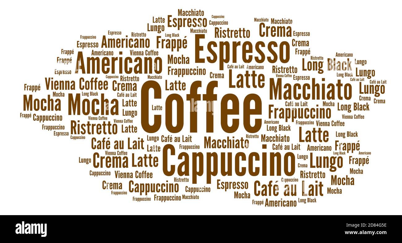 Coffee word cloud concept illustration Stock Photo - Alamy
