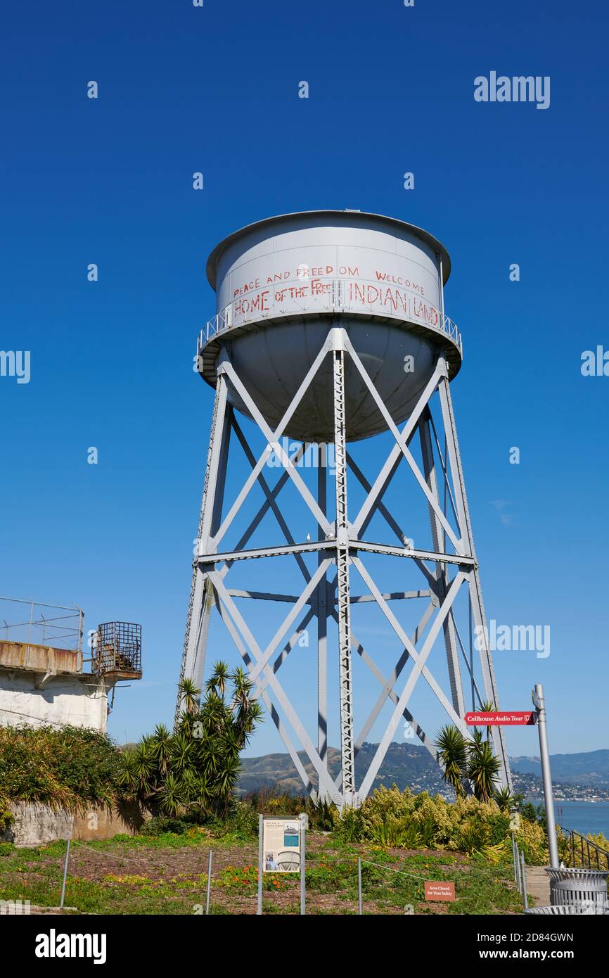 Water Tower at Alcatraz Island, San Francisco, California, USA Stock ...