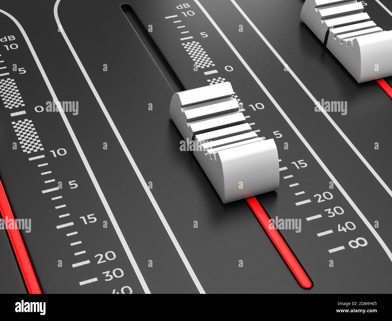 DJ sound mixing console with sliders. 3d illustration Stock Photo - Alamy