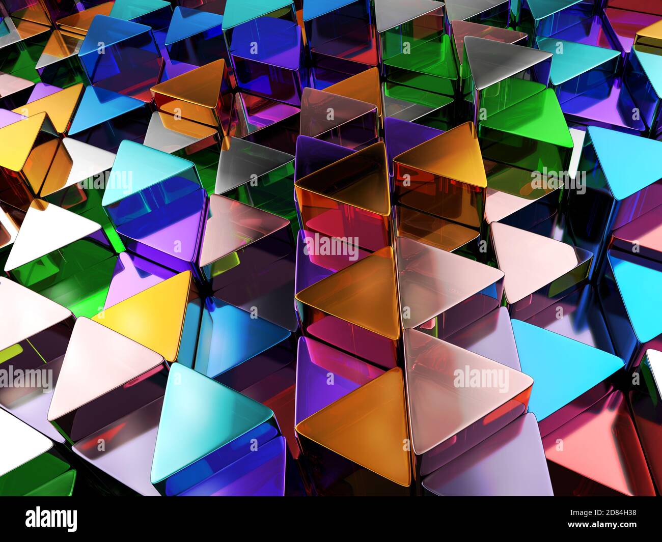 Abstract background formed from multicolor triangles. 3D illustration ...