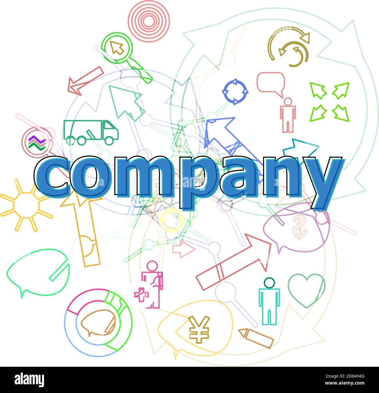 Text Company. Business concept . Simple infographics thin line icons ...