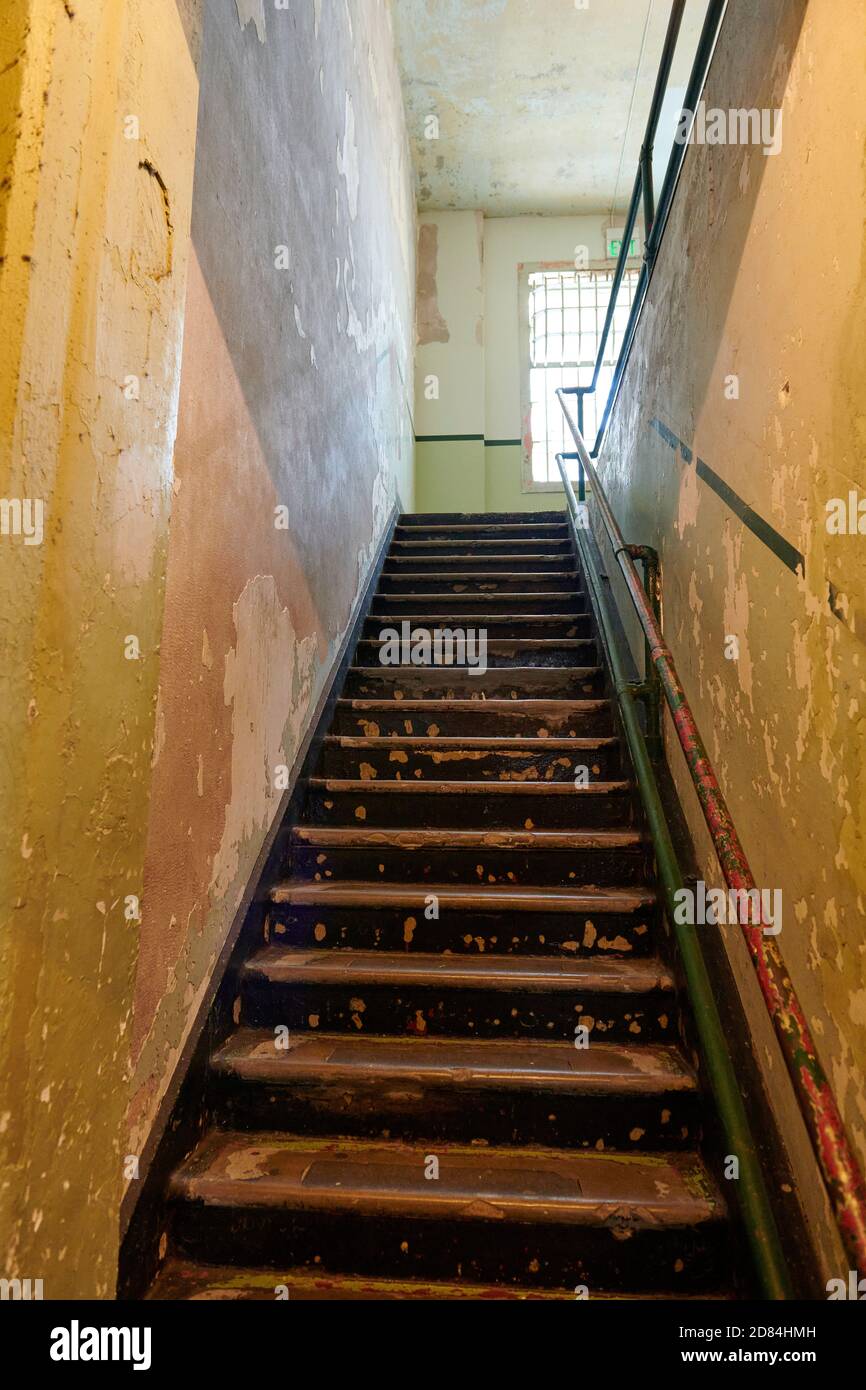 Staircase, Alcatraz Prison, San Francisco, California, USA Stock Photo ...