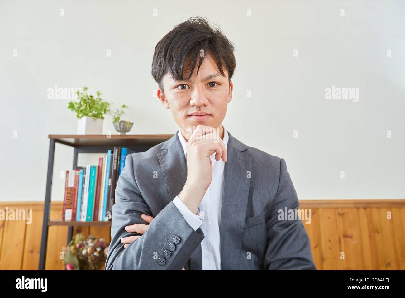 Japanese man working from home Stock Photo - Alamy