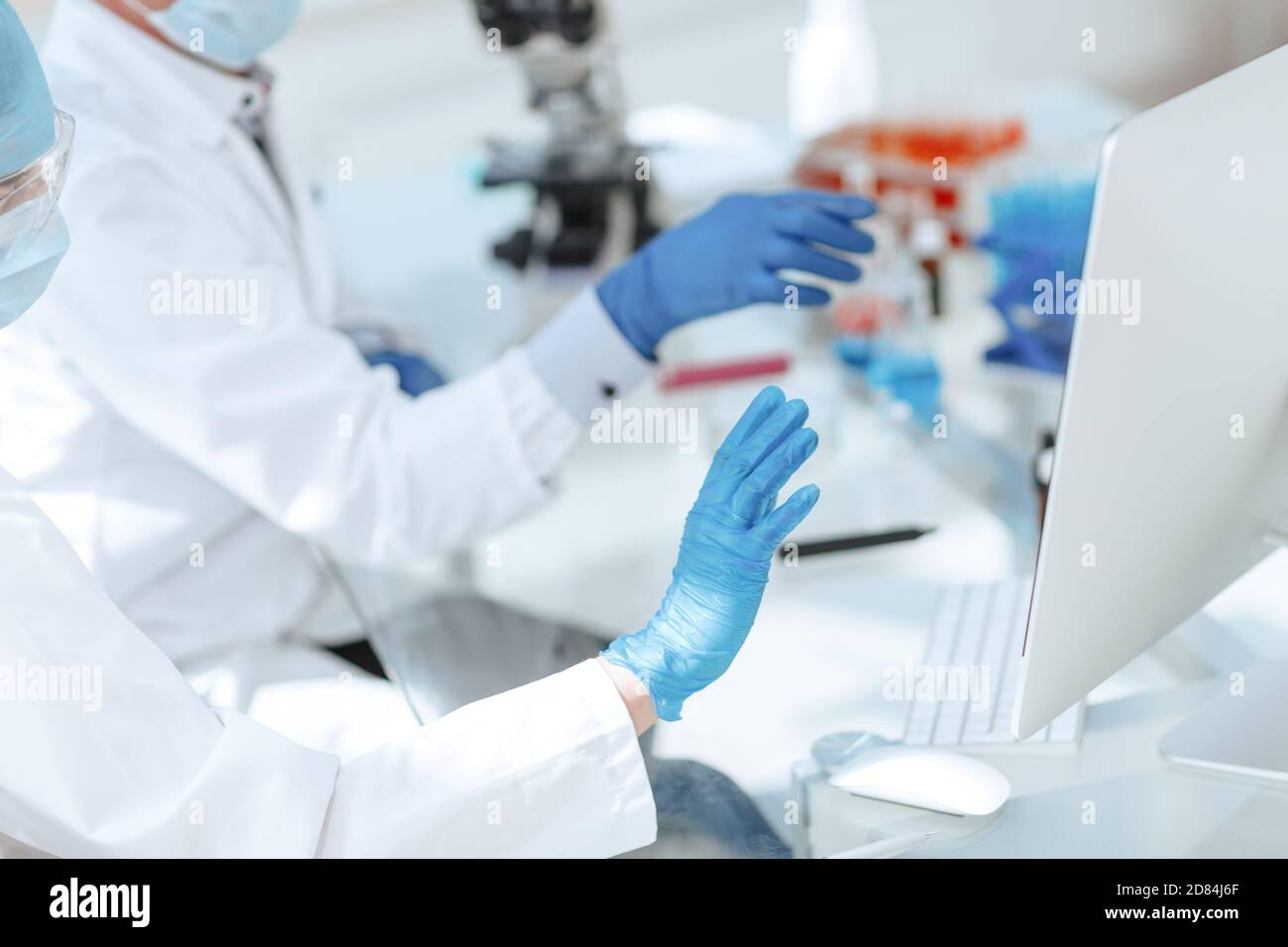 employees of the scientific laboratory testing blood in the laboratory ...