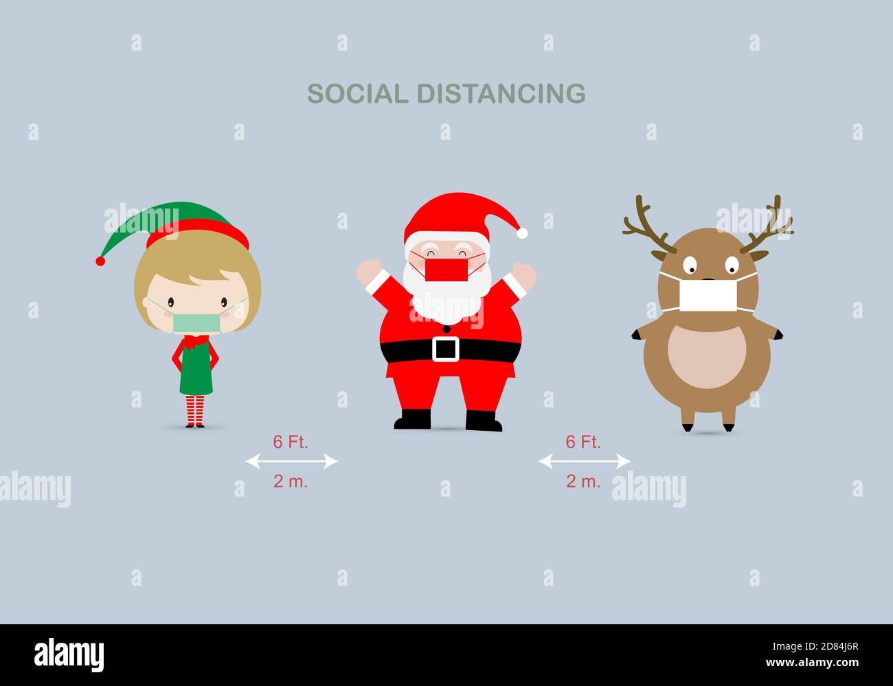 Concepts of Christmas celebration and new normal. Vector illustration ...