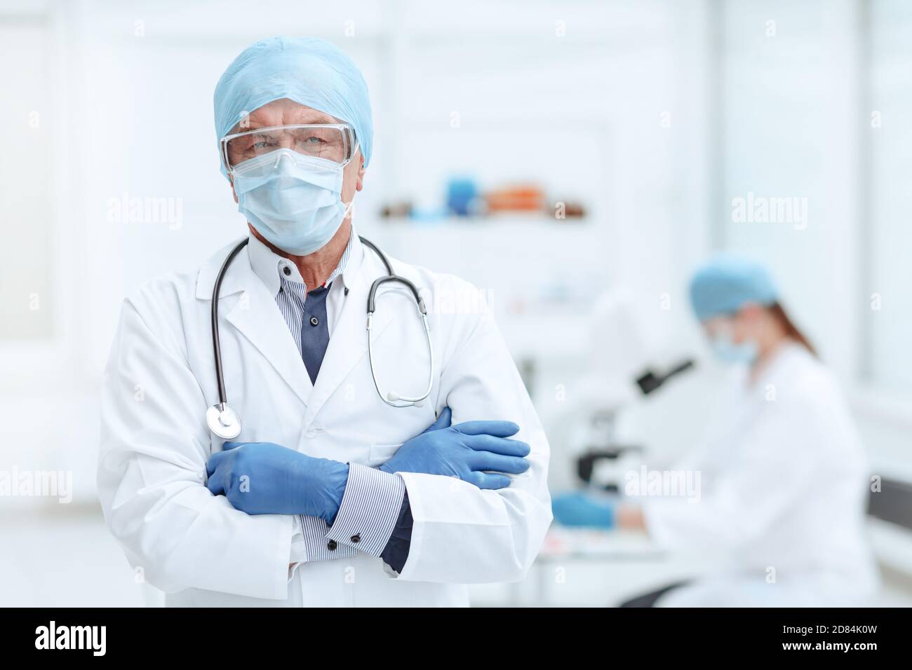 close up. practicing doctor standing in a medical laboratory Stock ...