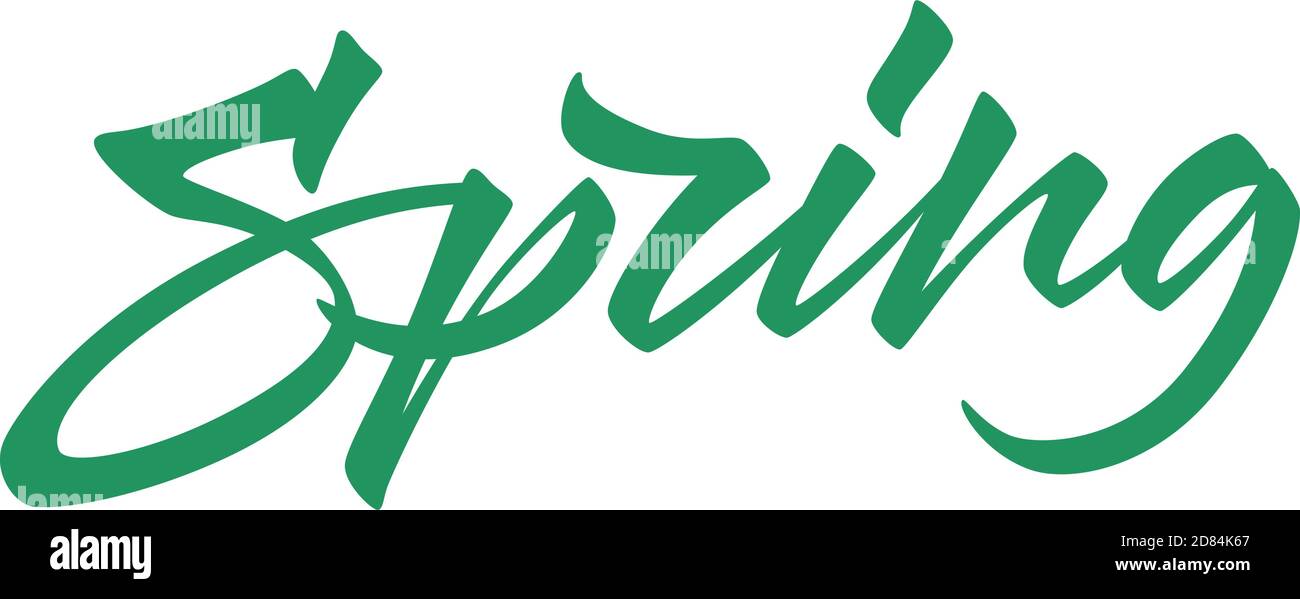 Calligraphy word spring in Stock Vector Images - Alamy