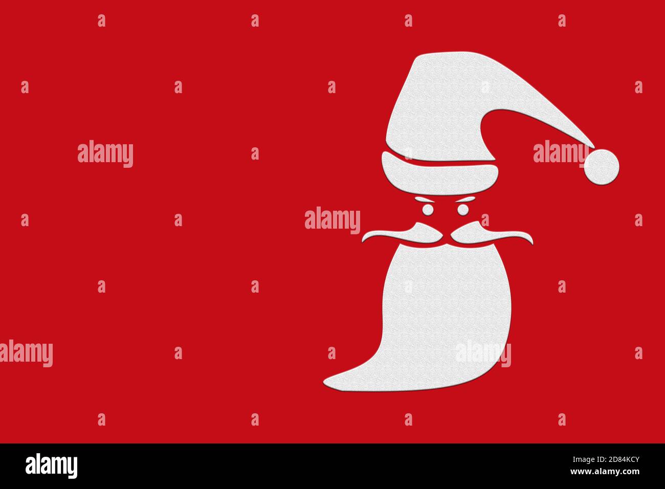 Santa Claus face with beard, mustache and eyebrows on red backgroud ...