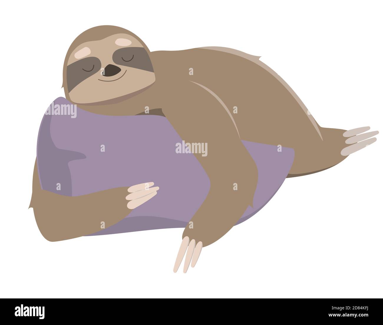 Sloth sleeping on pillow. Vector illustration in cartoon style isolated ...