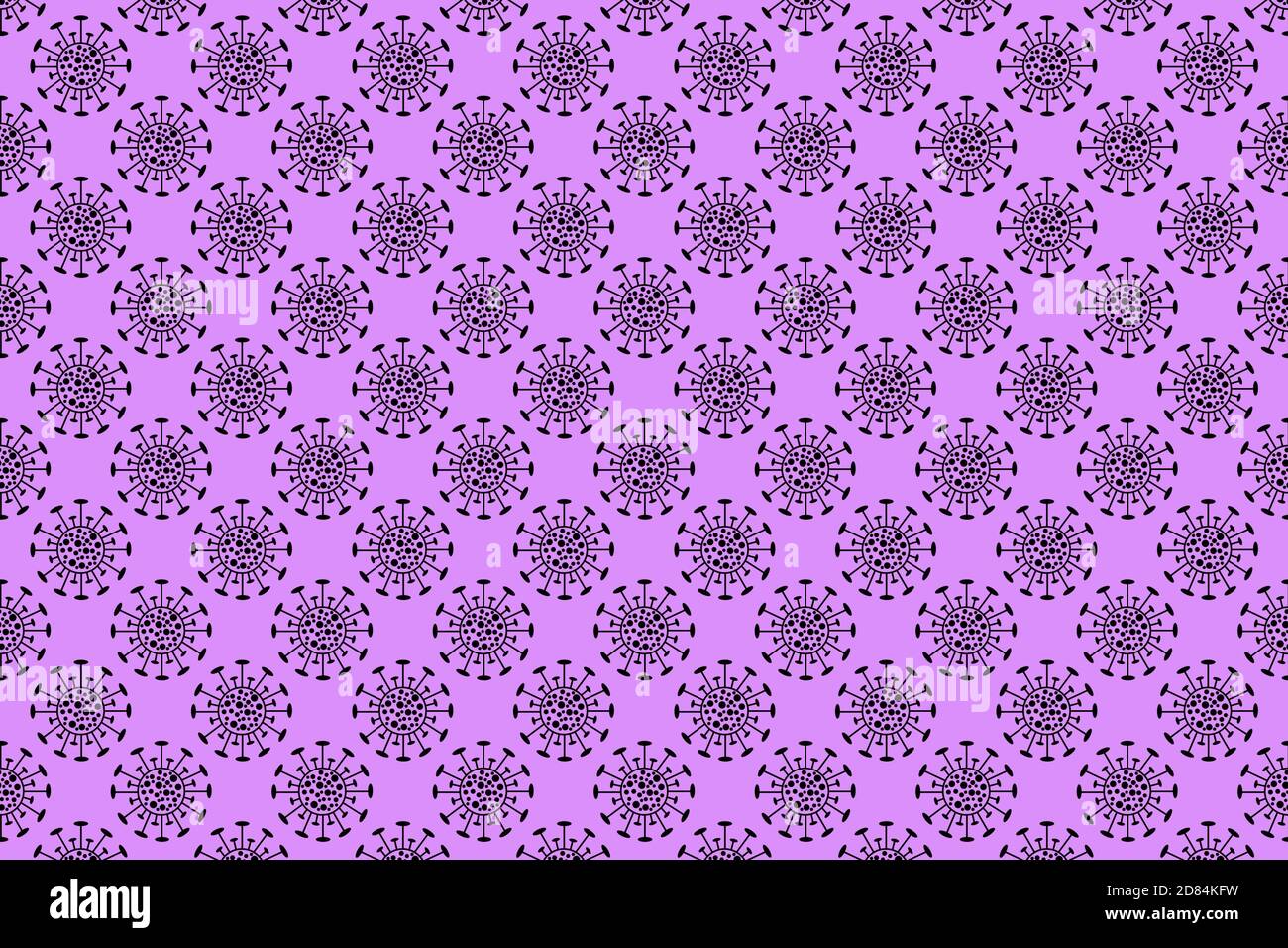 Coronavirus illustration on a light purple background. Seamless pattern ...